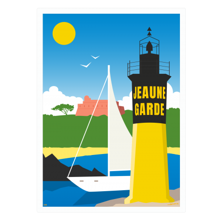 La Jeaune Garde de Porquerolles et la baie du Langoustier / affiche